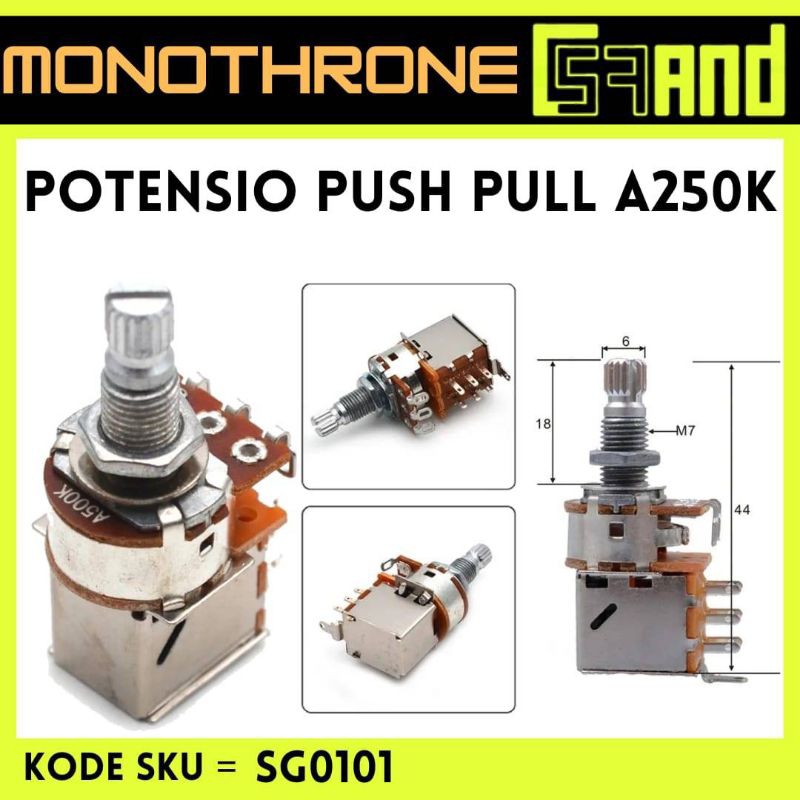 Jual Potensio Pushpull A250K Gitar Potensio Push Pull A250K Potensiometer | Shopee Indonesia