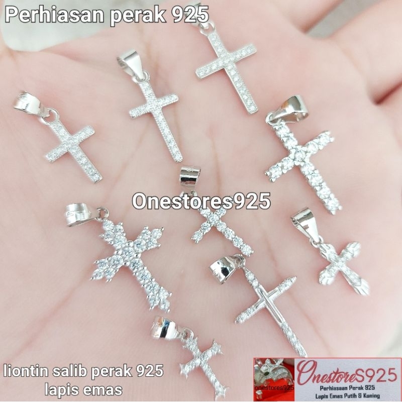 Jual Liontin Salib Perak 925 Silver Asli Lapis Emas Putih | Shopee ...