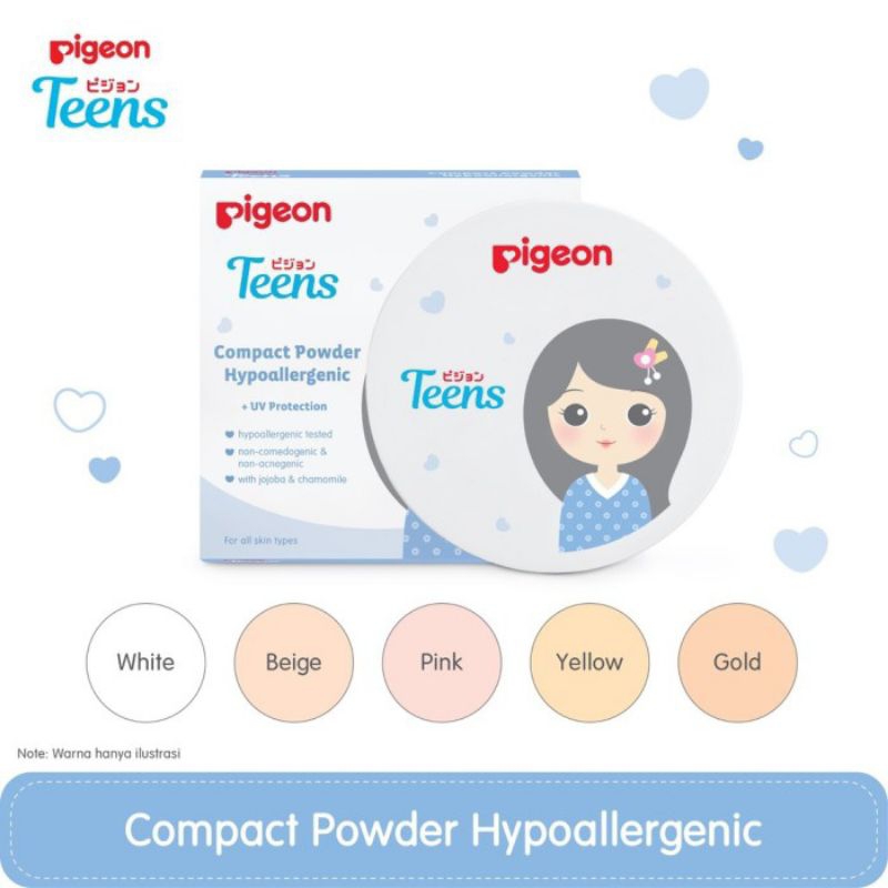Jual Pigeon Teens Compact Powder Hypoallergenic + UV Protection 14 gr ...