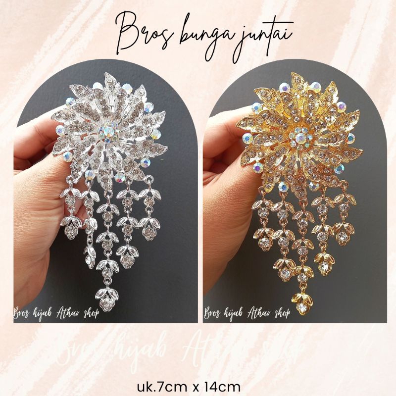 Jual Bros Kebaya Pengantin/Bross Besar/Bros Bunga Juntai /Bros Mewah Kutubaru Emas Perak Jumbo ...