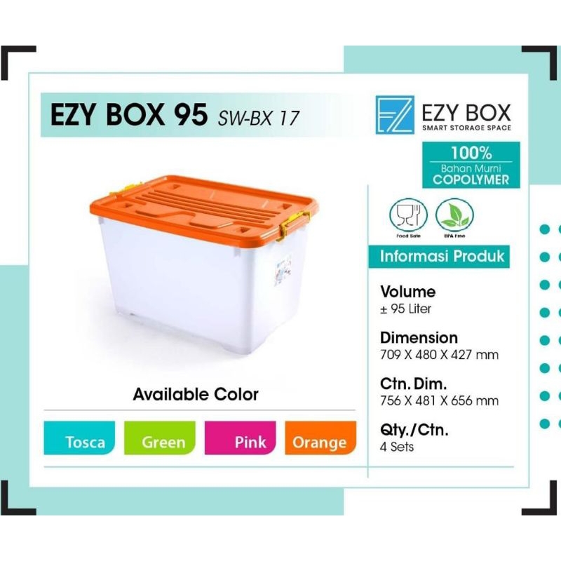 Jual Container Box Ezy Tempat Penyimpanan Kontainer 150 Ltr, 130 Ltr, 95 Ltr, 82 Ltr, 75 Ltr, 52 ...