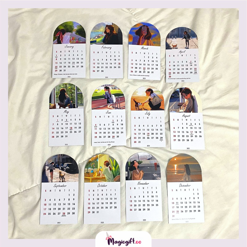 Jual Kalender meja/dinding 2023 - Tema Aesthetic Anime | Shopee Indonesia