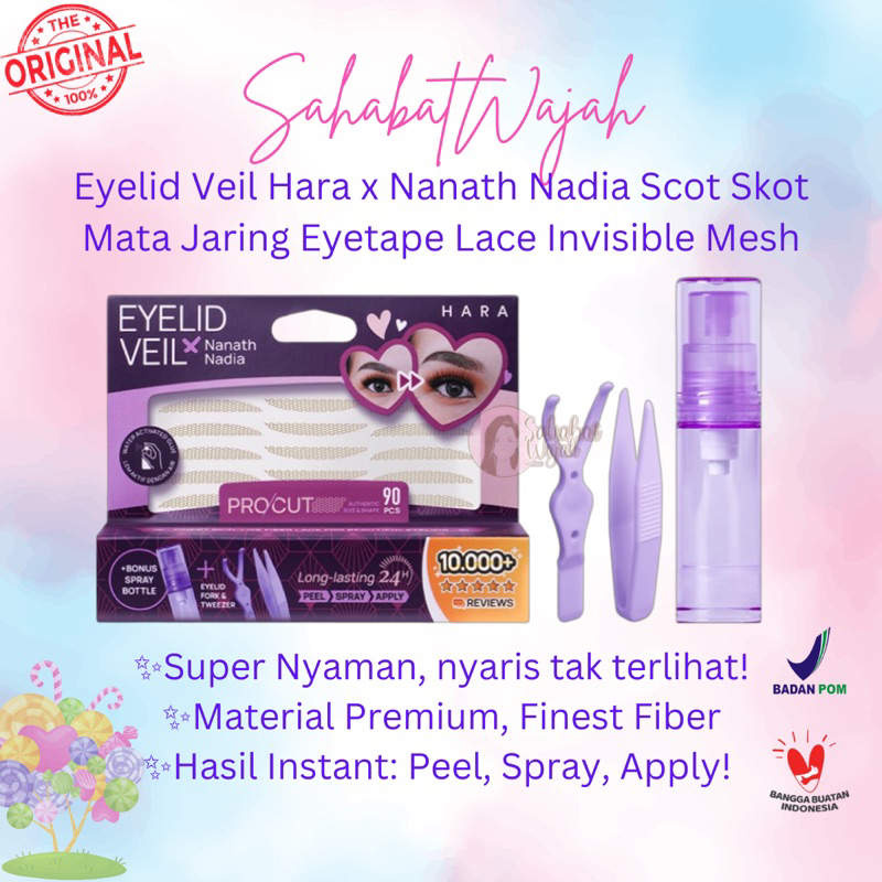 Jual EYELID VEIL HARA X NANATH NADIA SCOT SKOT MATA JARING EYETAPE LACE ...