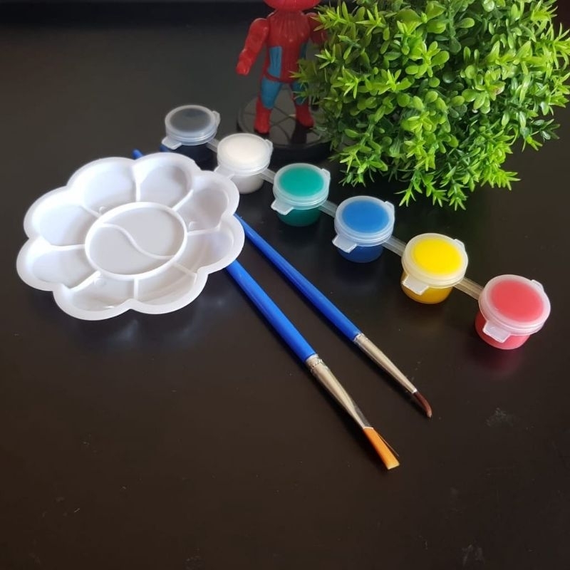 Jual 1 set alat lukis anak 6-12 warna 3ML+kuas,palet/cat lukis/cat ...