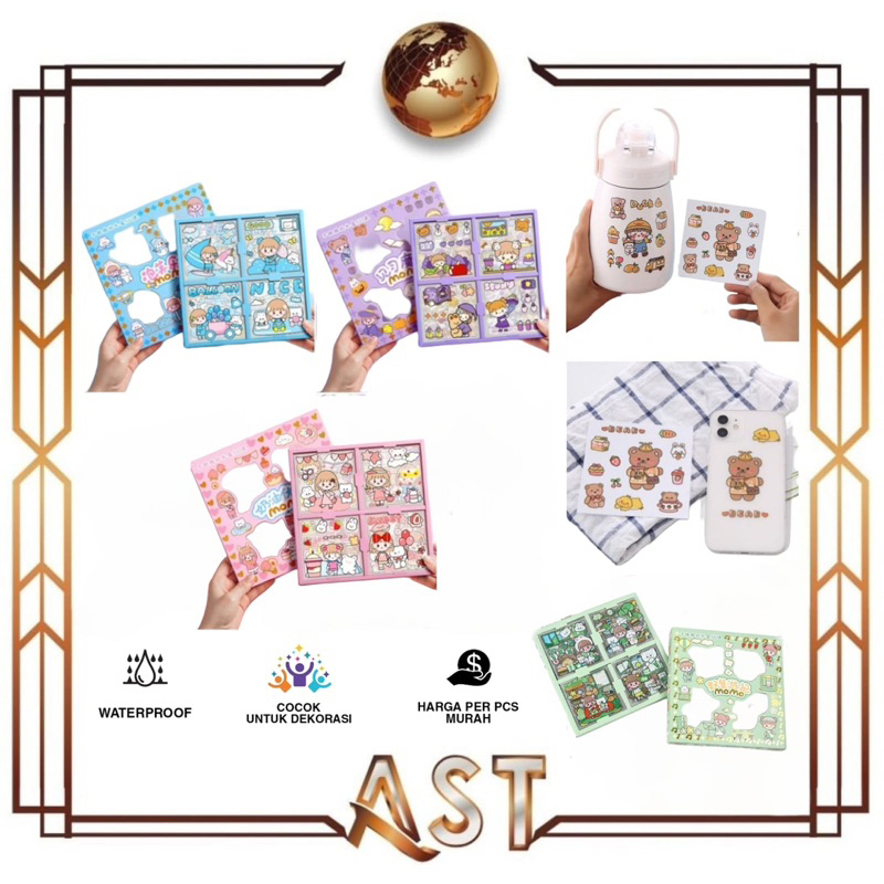 Jual Stiker Motif Sticker Momo Tempel Kartun Karakter Box isi 100 ...