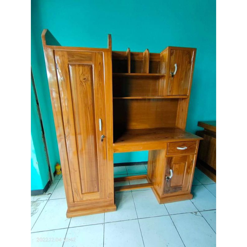 Jual meja belajar anak kayu jati finishing plitur | Shopee Indonesia