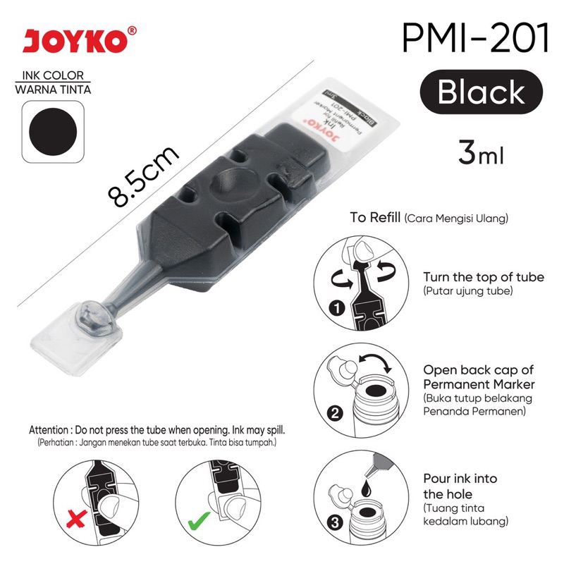 Jual Ink Refill Permanent Marker Spidol Permanen Round Tip Joyko ...