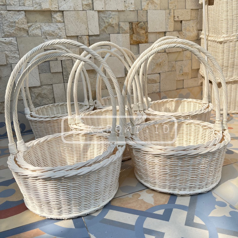 Jual Rotan kotak hampers / rotan bulat premium dobel tangkai tinggi ...