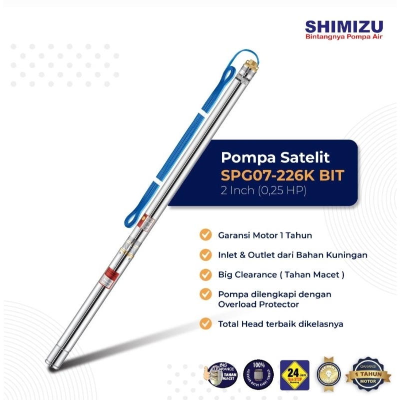 Jual SHIMIZU SPG07226KBIT Pompa Air Satelit Submersible 2 inch 0.25 HP ...
