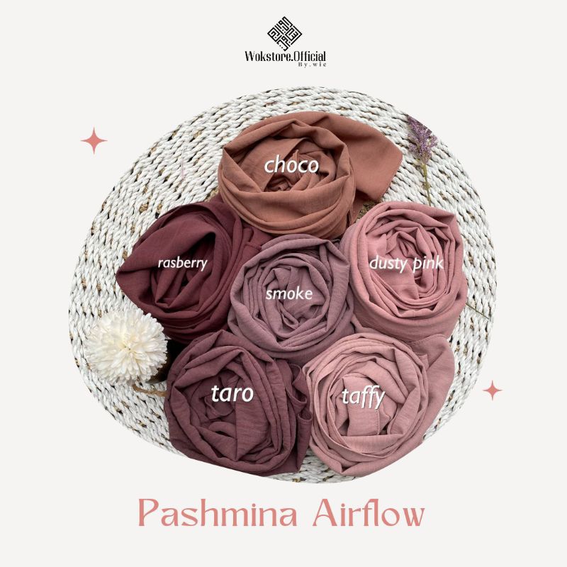 Jual pashmina airflow crinkle/ choco/rasberry/ taffy/ taro/ dustypink ...