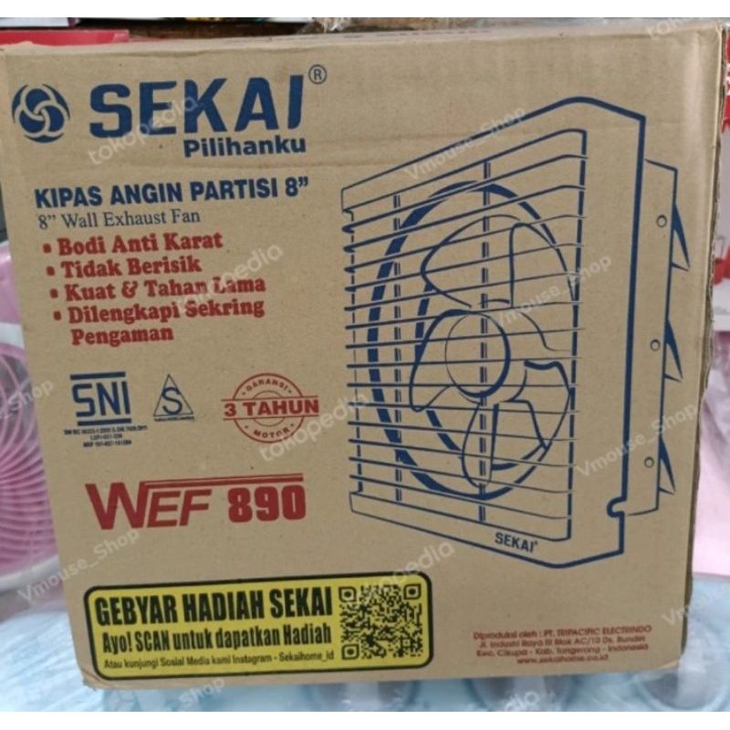 Jual EXHAUST FAN SEKAI WEF 890 - HEXOS DINDING SEKAI 8 INCH - KIPAS PARTISI SEKAI 8 INCH - SEKAI ...
