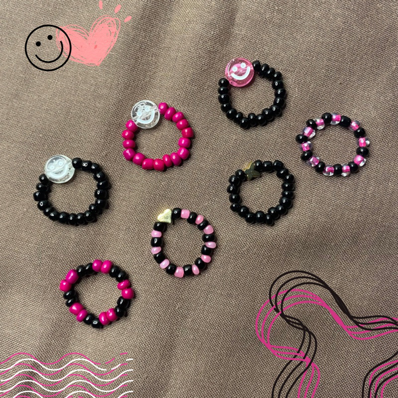 Jual RING BEADS SMILE - Cincin Manik Smile - Cincin Manik Black Pink ...