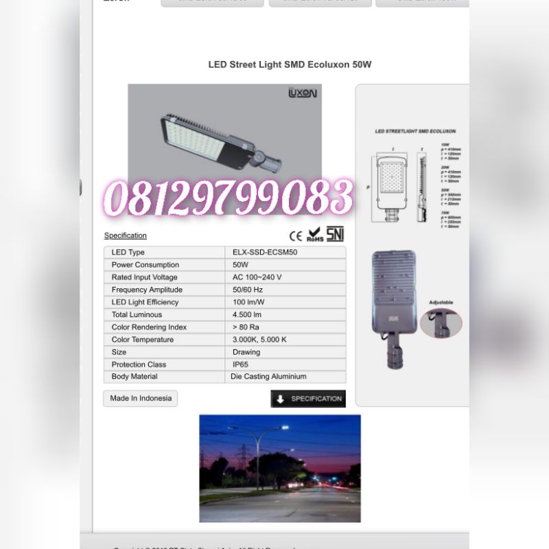 Jual lampu jalan led pju smd 10w 20w 50w 70w 70 w 50 w 20 w 10 w street light LUXON | Shopee ...