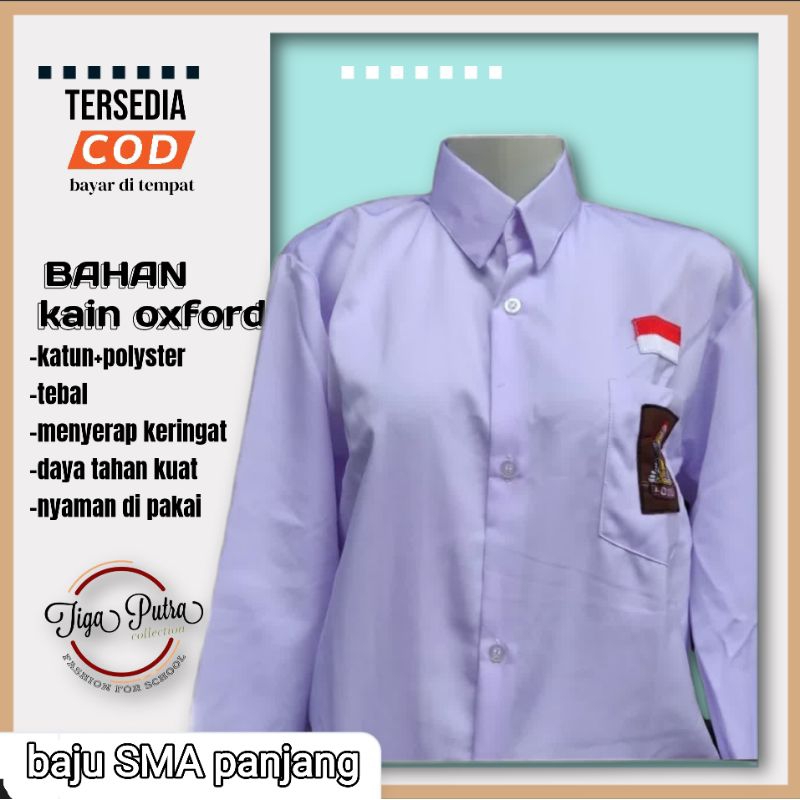 Jual Baju Putih SMA SMK Lengan Panjang Seragam Sekolah Bahan Kain ...