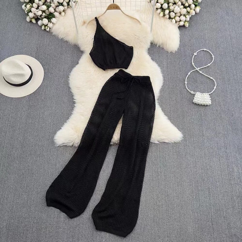 Jual One Shoulder Knit Summer Set | Baju Pantai | Dress Pantai | Set ...