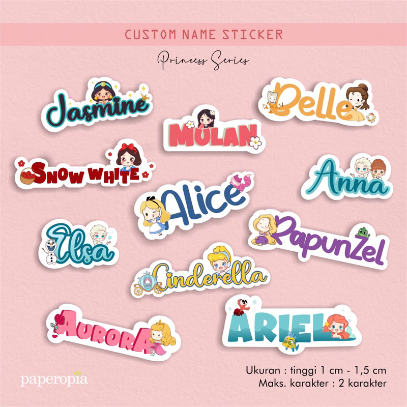 Jual sticker nama custom lucu stiker disney marvel minecraft label nama ...