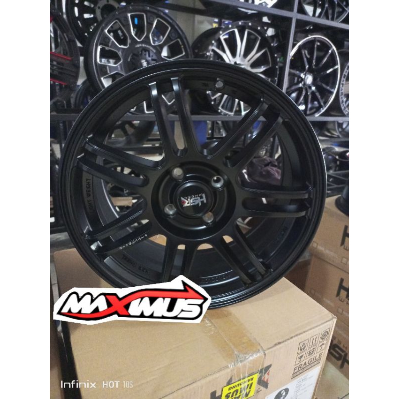 Jual velg racing hsr type boon r16 h4x100 warna hitam cocok untuk Brio ...