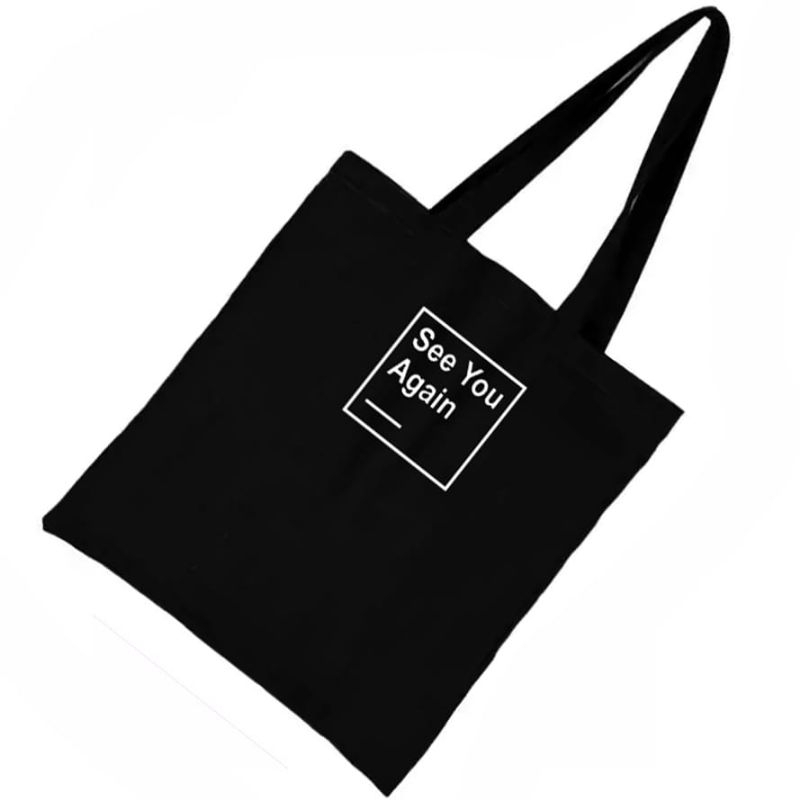 Jual Tote Bag Kanvas Resleting Design "See You Again" Black | Shopee ...