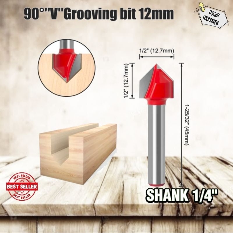 Jual Mata Profil Kayu V Groove CNC Engraving Trimmer Router Bits ...