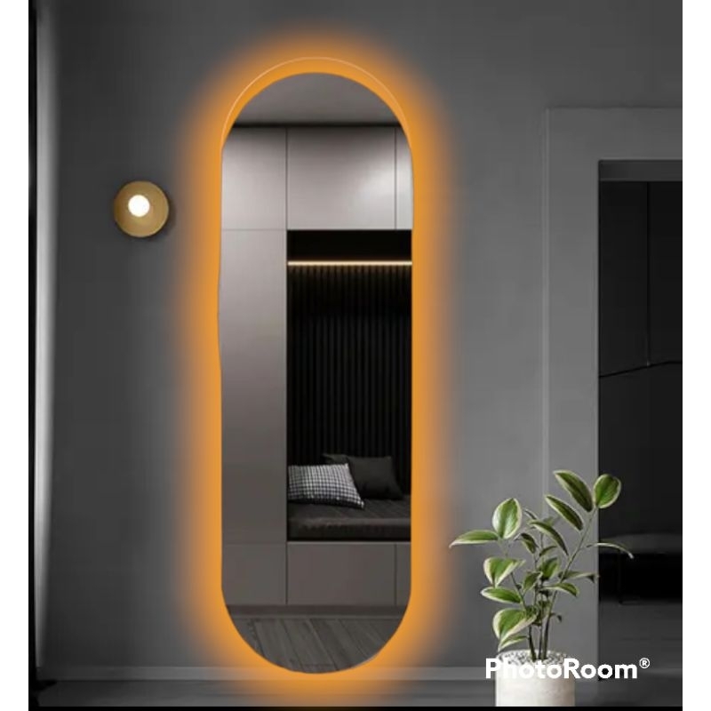 Jual Kaca Cermin Besar Cermin Lampu Oval Bulat Led Aestetick Wastafel ...