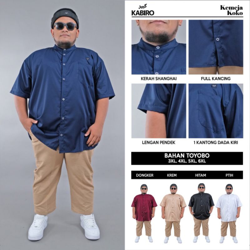 Jual Kemeja Koko Jumbo Kemko Kabiro Big Size ukuran 3XL, 4XL, 5XL, 6XL ...