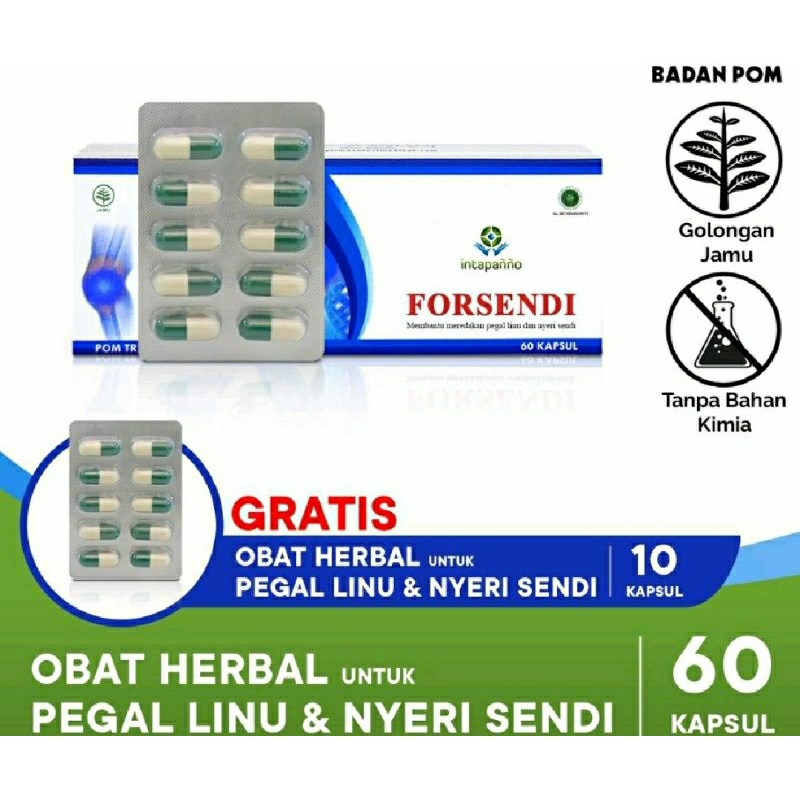 Jual forsendi 60 bonus 10 kapsul rematik asem urat nyeri sendi | Shopee ...