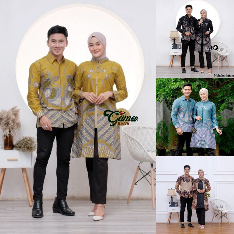 Jual Batik Tunik Couple Modern Set Pakaian Couple Kemeja Batik Pria Batik Couple Dress Batik ...