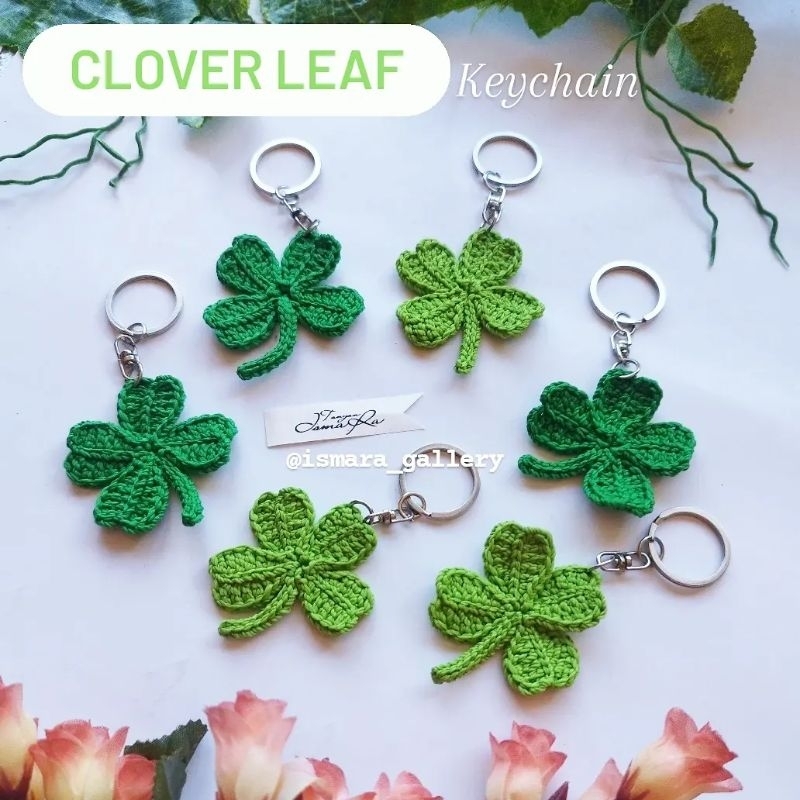 Jual CLOVER keychain rajut crochet.Gantungan kunci daun semanggi ...
