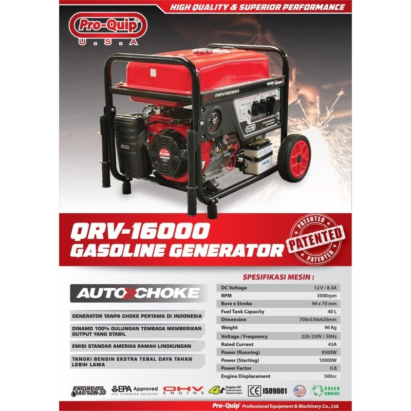 Jual Genset PRO-QUIP 10.000Watt QRV-16000 USA | Shopee Indonesia