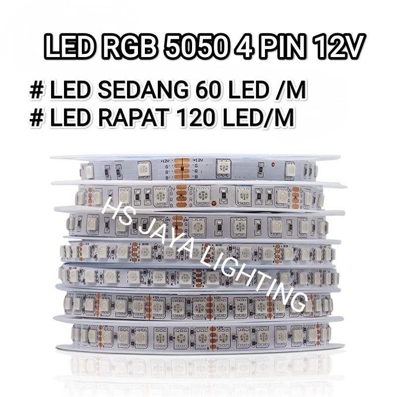 Jual LED STRIP RGB 5050 12v 4 pin LEBAR PCB 10mm [ harga per 5 METER ...