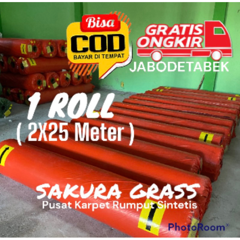 Jual PROMO 1 ROLL RUMPUT SINTETIS JEPANG UKURAN 2X25 METER TERLARIS ...