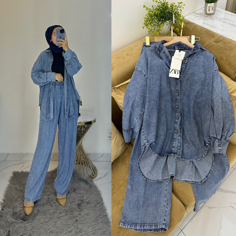 Jual set jeans denim oversize | Shopee Indonesia