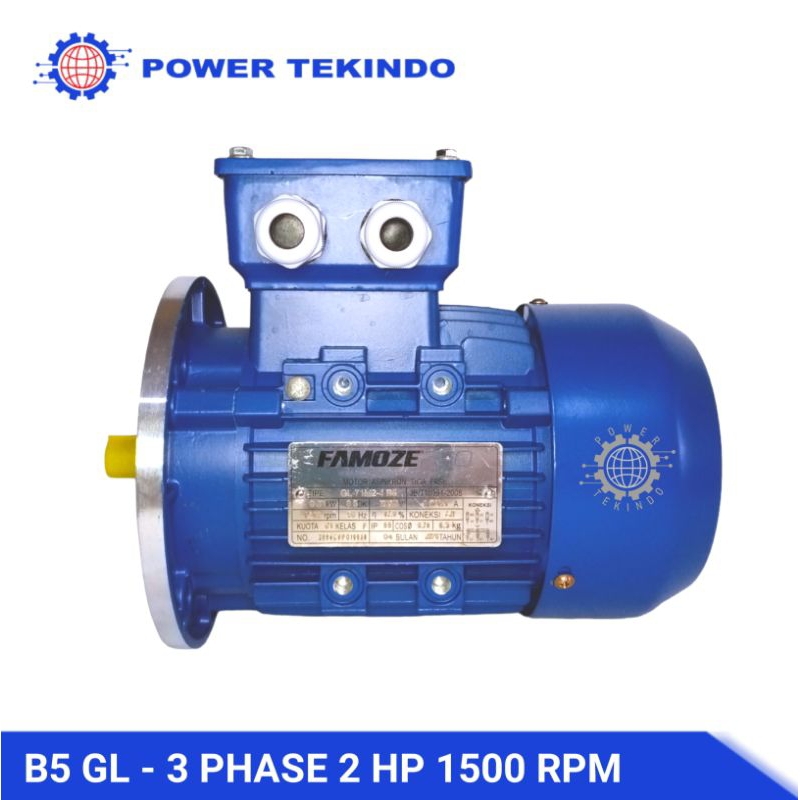 Jual Famoze Pro Dinamo 3 Phase 2 HP 1500 RPM 4pole B5 Flange GL 1.5KW 2 PK Elektro Motor ...