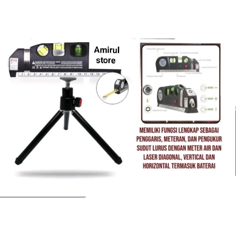 Jual Penggaris Laser Horizontal Vertical 250CM Waterpass | Shopee Indonesia
