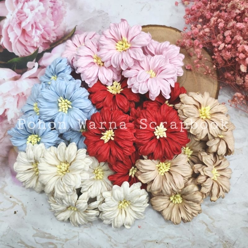 Jual BUNGA KERTAS MULBERRY DAISY XL | BUNGA KERTAS BAHAN MAHAR ...
