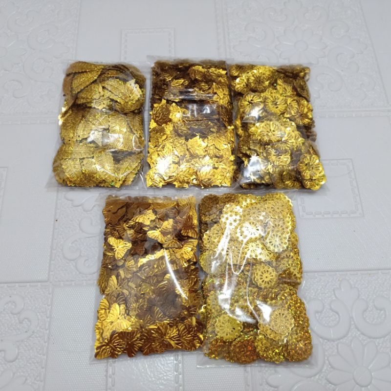Jual Payet 40 gr, warna emas : daun pisang, daun mangga, daun semanggi ...