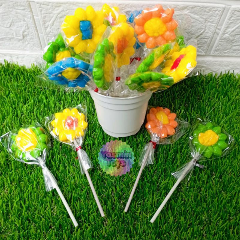 Jual Permen bunga matahari perpack isi 20pcs berhadiah pot/vas bunga ...