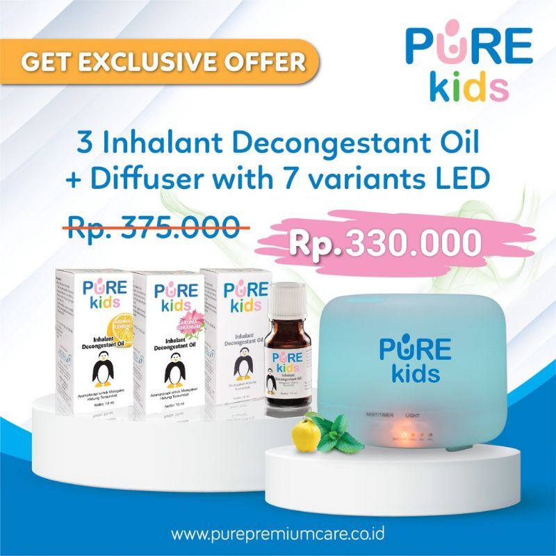 Jual Paket Pure Kids Inhalant Decongestant Oil + Diffuser | Shopee ...