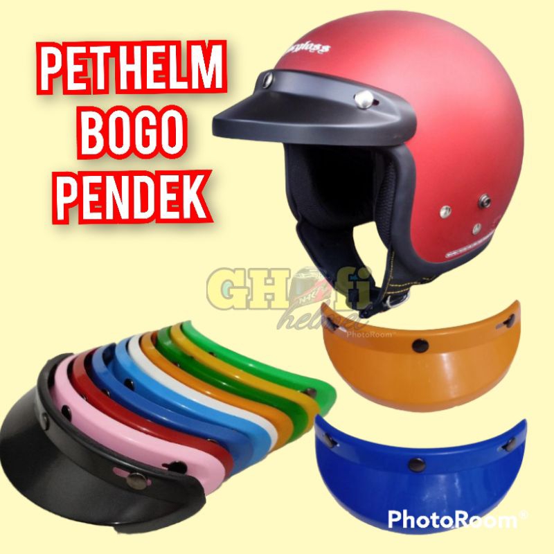 Jual pet helm bogo retro pendek warna murah | Shopee Indonesia