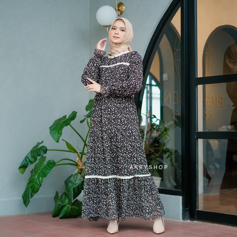 Jual Gamis Ceruty Babydoll Gamis Ceruti Motif Bunga | Shopee Indonesia