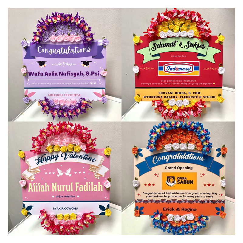 Jual [CUSTOM • FREE GIFT BOX] Papan Karang Bunga Mini Ulang Tahun ...