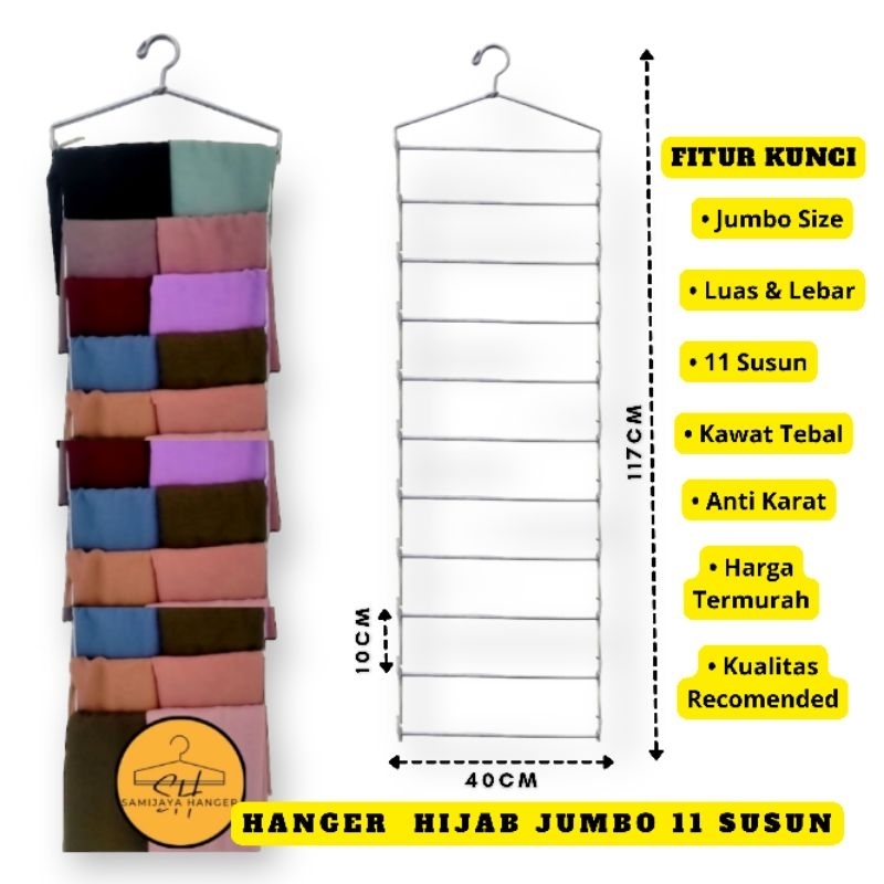 Jual Termurah Hanger Hijab 11 Susun Jumbo Lebar 40cm Kawat Tebal Anti ...