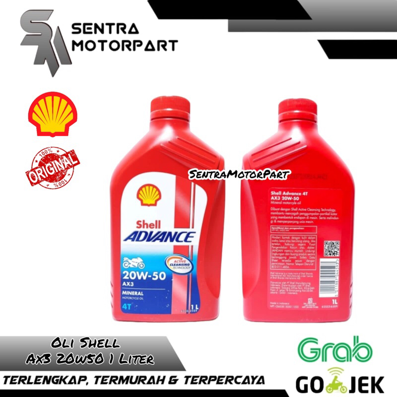 Jual Oli motor shell advance ax3 20w 50 4t 1000ml 1 liter | Shopee ...