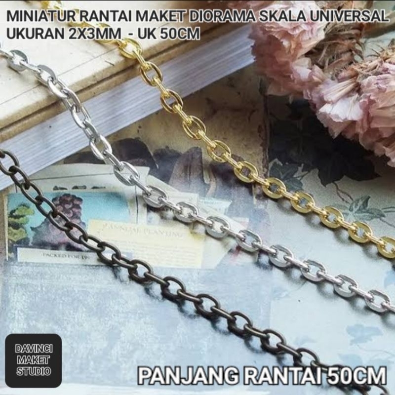 Jual Miniatur Rantai Besi Kecil 2x3mm 50cm - Chain Metal Iron Maket ...