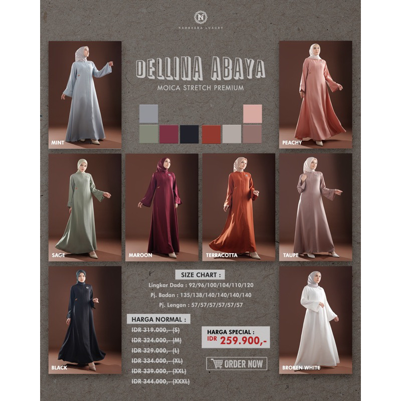 Jual DELINA DRESS ABAYA - DRESS NADHEERA LUXURY - NADHEERA ORI | Shopee Indonesia