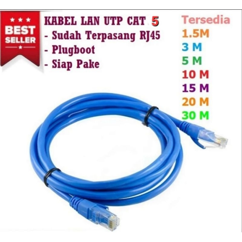 Jual KABEL LAN UTP CAT5 1.5M 3M 5M 10M 15M | Shopee Indonesia