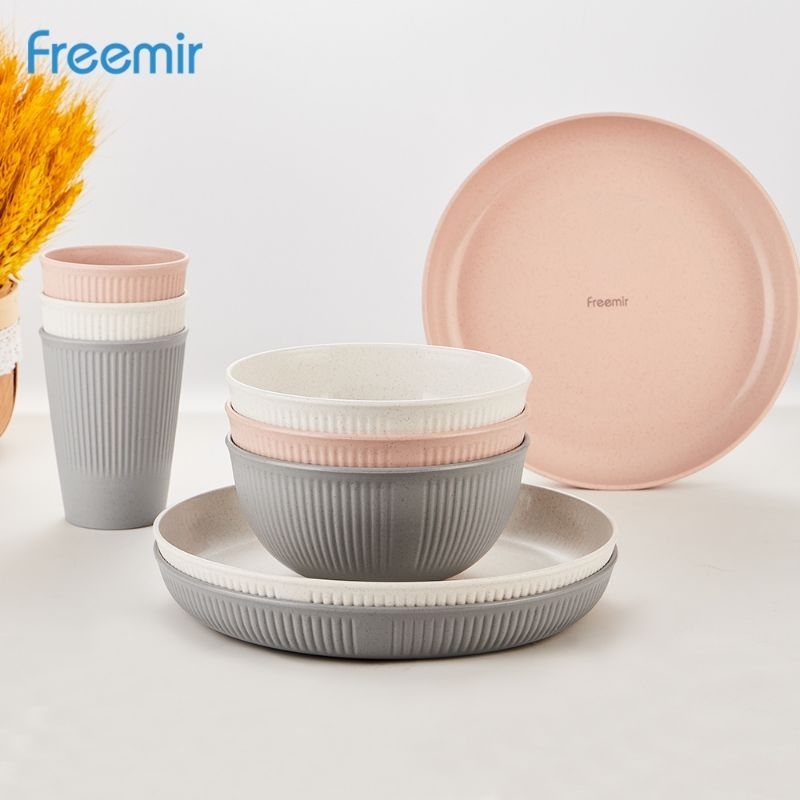 Jual ALAT MAKAN KOMBINASI GELAS MANGKOK PIRING 9 Pcs By. Freemir ...