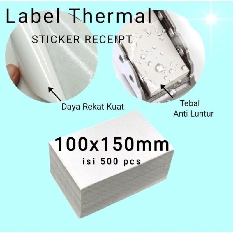 Jual KERTAS STIKER LABEL THERMAL TERMAL / KERTAS PRINT 100X150 MM SEROLL ISI 500 PCS | Shopee ...