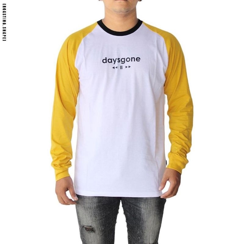 Jual ROASTING SHAPE LONG SLEEVE KAOS PANJANG RAGLAN PRIA PUTIH KUNING ...