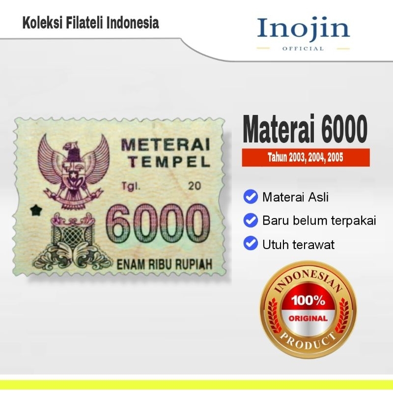 Jual Materai 6000 Tahun 2003 2004 2005 Perangko Matrai Tempel Lama Asli ...